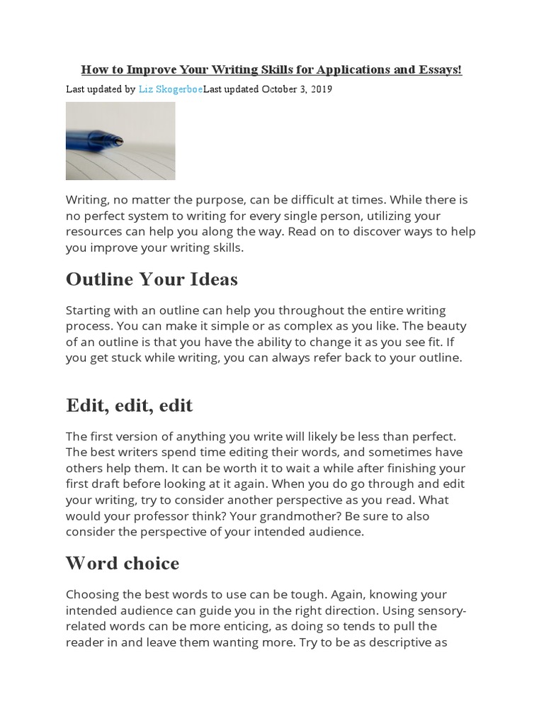 Improve Your Essay Writing Skills | PDF | Essays | Thesis