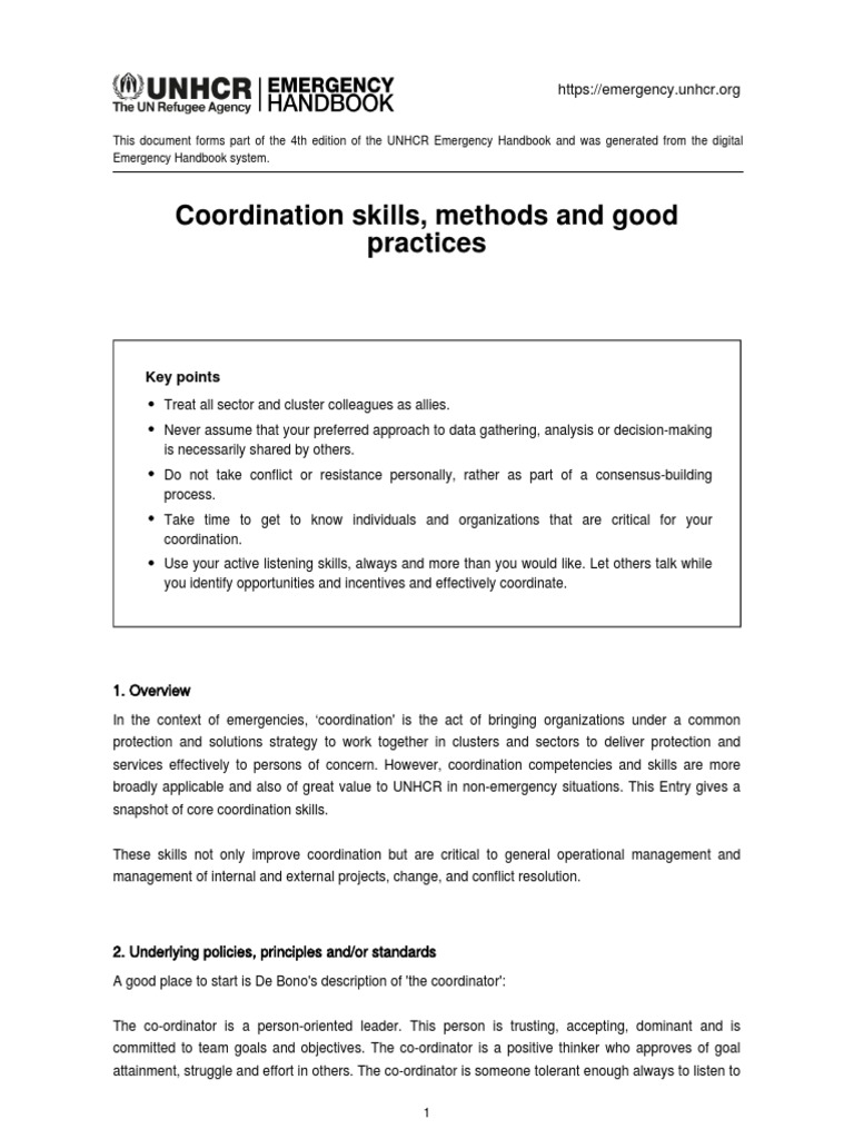 Coordination Skills, Methods and Good Practices: Key Points | PDF ...