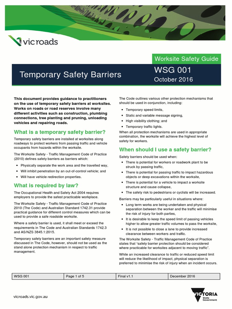 Worksite Safety Guide 001 Temporary Safety Barriers | PDF | Safety | Road