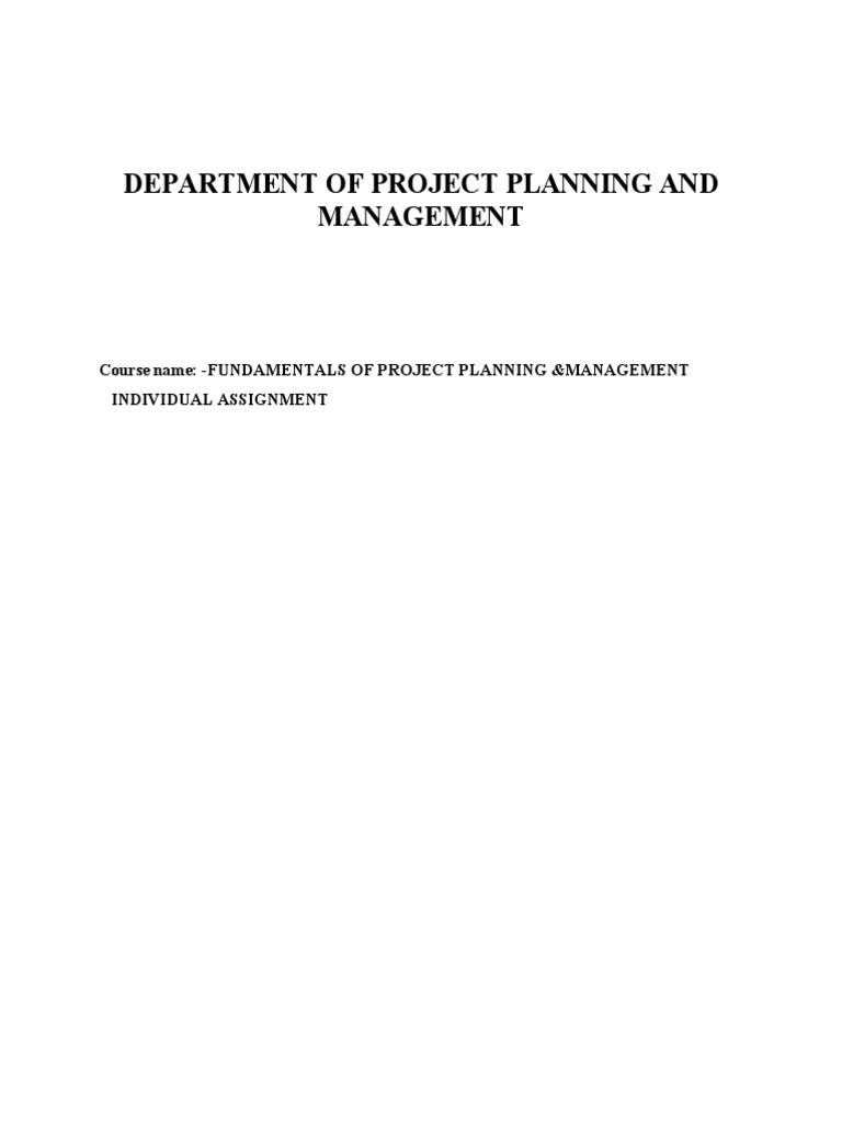 Department of Project Planning and Management | PDF | Feasibility Study ...