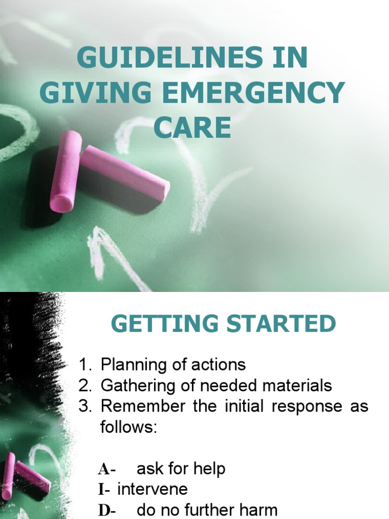 Guidelines in Giving Emergency Care | PDF | First Aid | Emergency