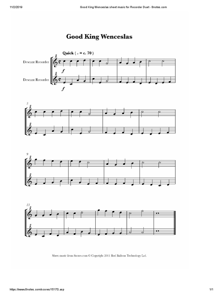 Good King Wenceslas Recorder Duet | PDF | Social Science | Art