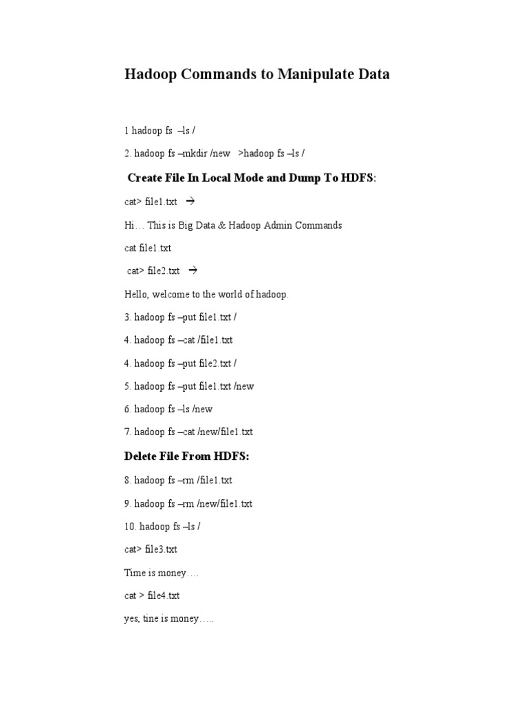 Hdfs Sample Commands Pdf Apache Hadoop Text File 2589