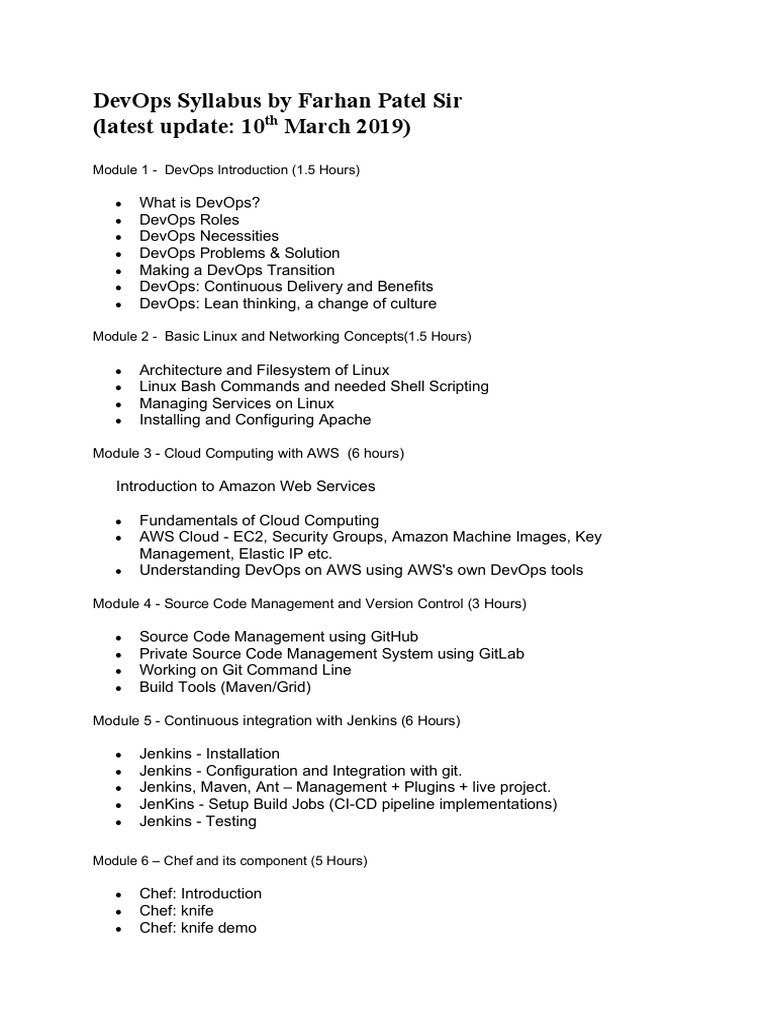 Devops Syllabus by Farhan Patel Sir (Latest Update: 10 March 2019 ...