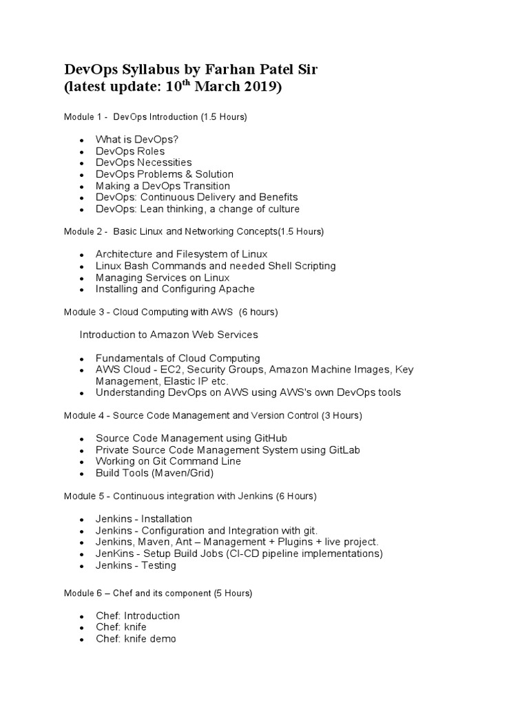 Devops Syllabus by Farhan Patel Sir (Latest Update: 10 March 2019 ...