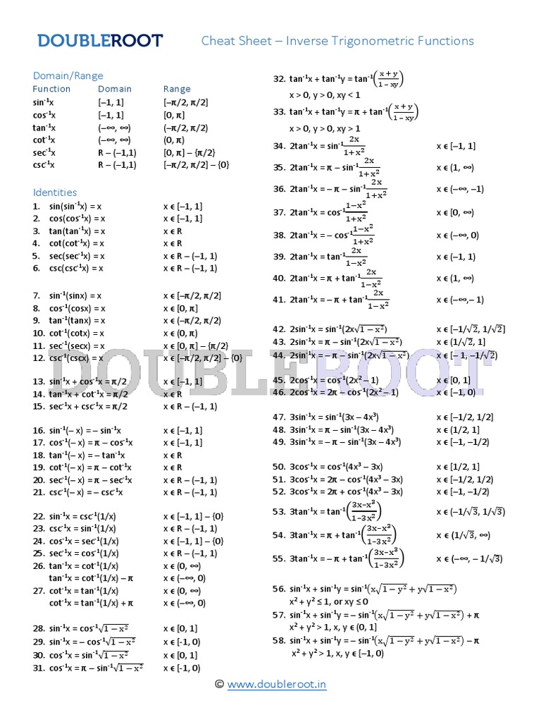 Cheat Sheet ITF | PDF | Trigonometric Functions | Sine