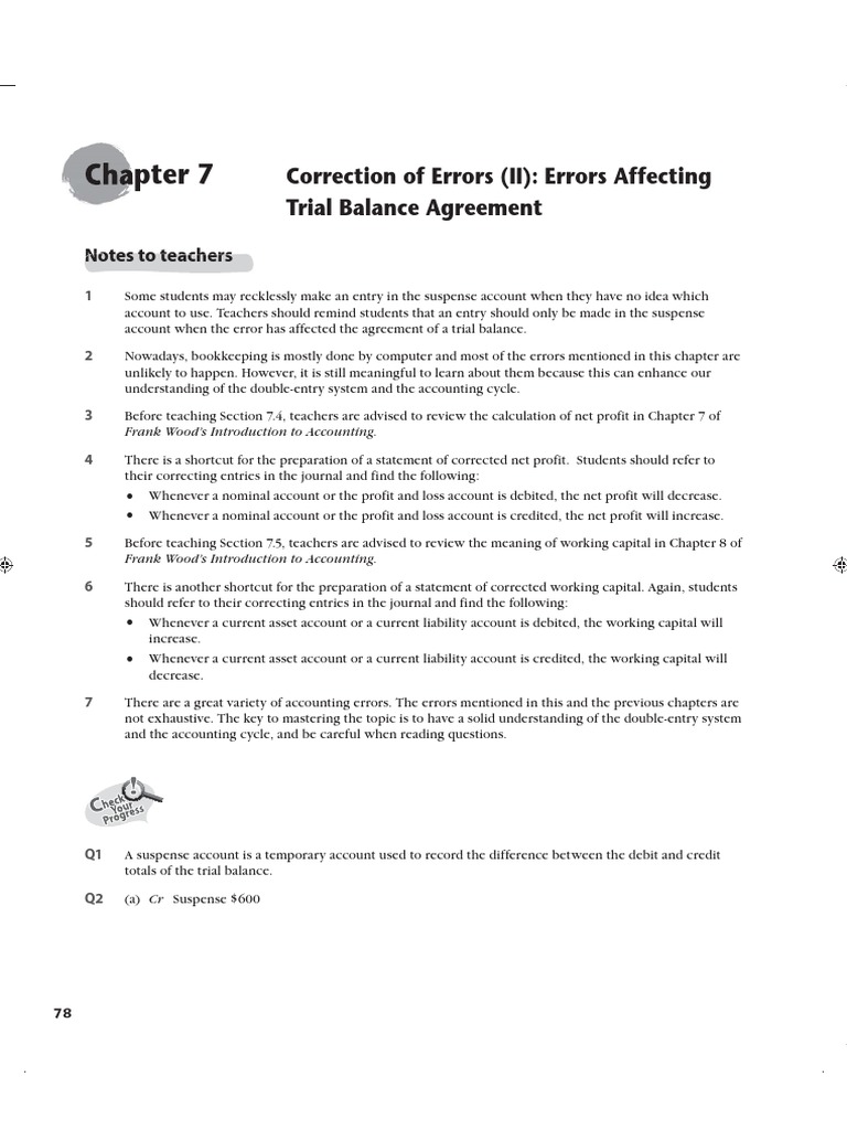 07 Correction Of Errors Ii Pdf Debits And Credits Balance Sheet