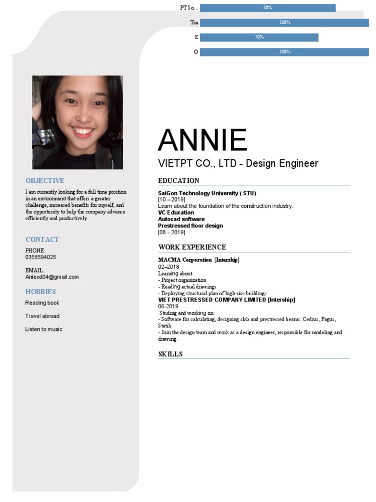 Design Engineer Resume for Annie Vietpt | PDF
