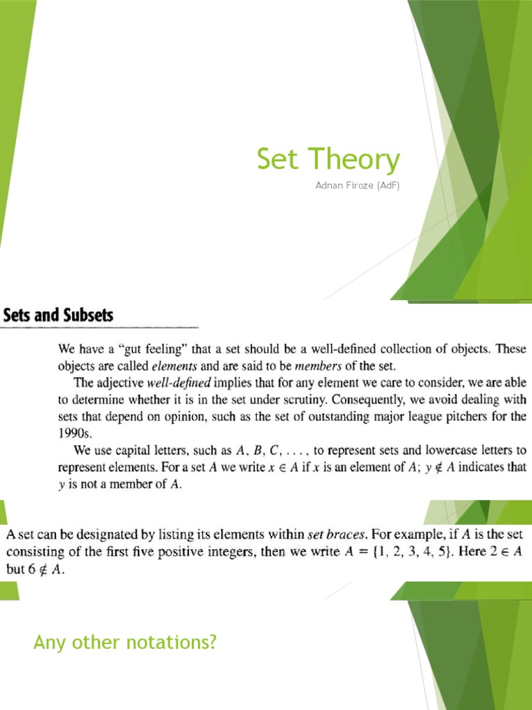 Set Theory: Adnan Firoze (Adf) | PDF