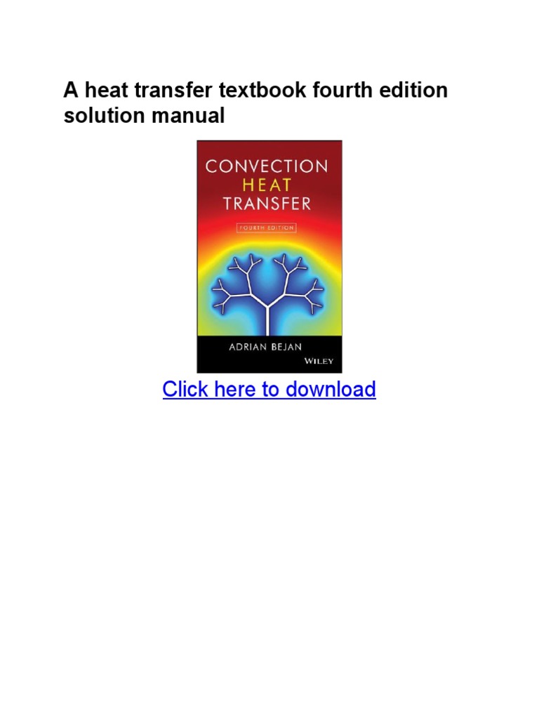 Heat Transfer Textbook Solution Manual | PDF | Heat Transfer | Heat