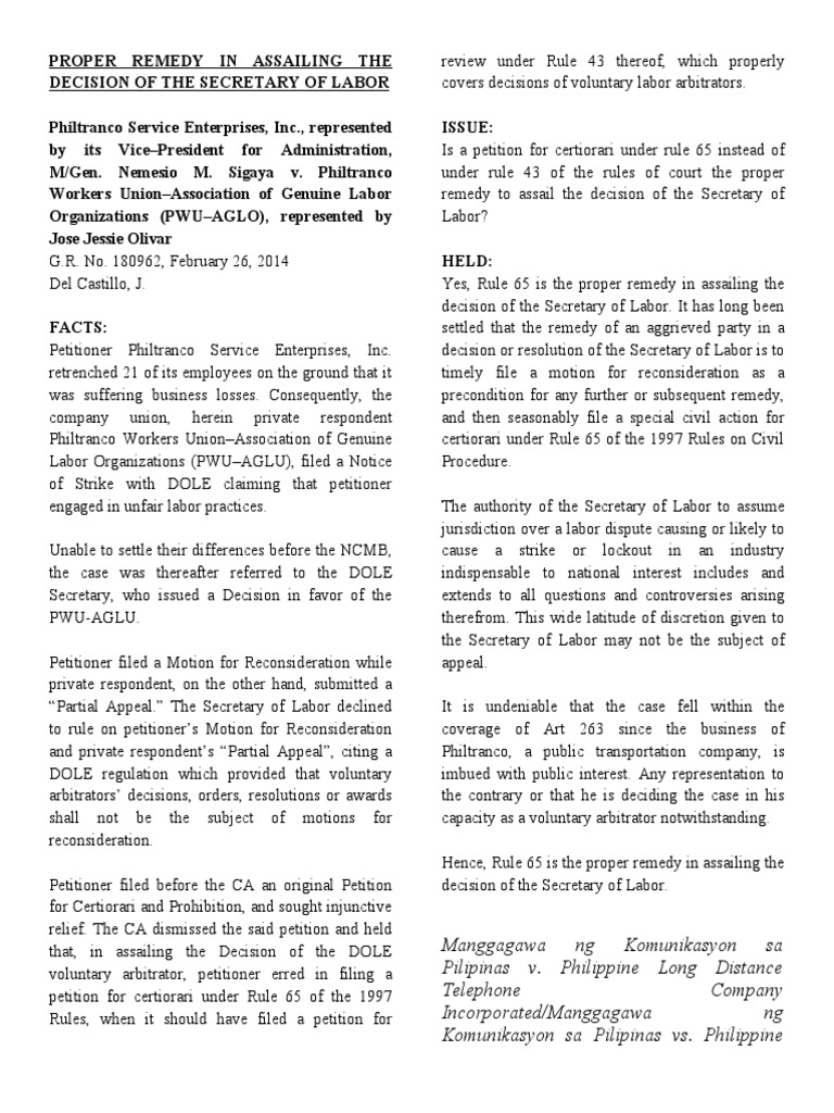 Case Digest Labor Dispute | PDF | Layoff | Unfair Labor Practice