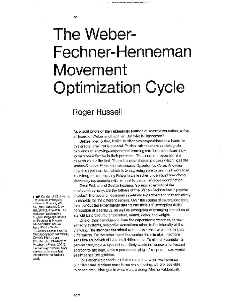 Weber Fechner Henneman Movement Optimization Cycle | PDF