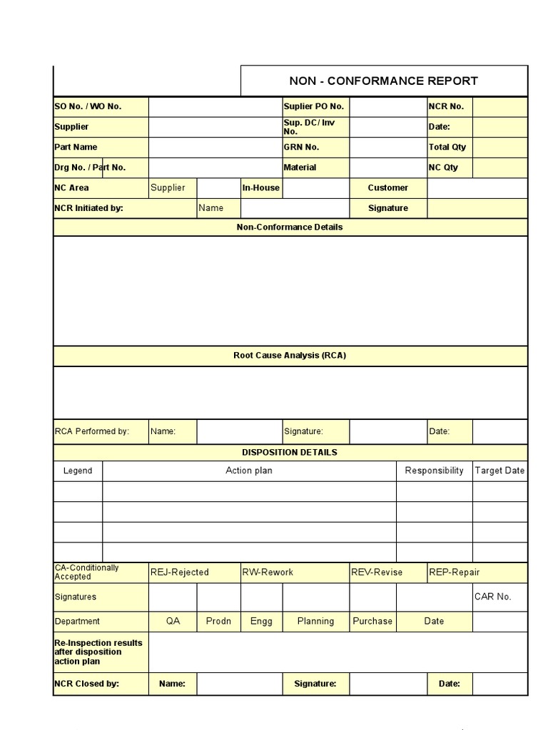 Non Conformance Report | PDF
