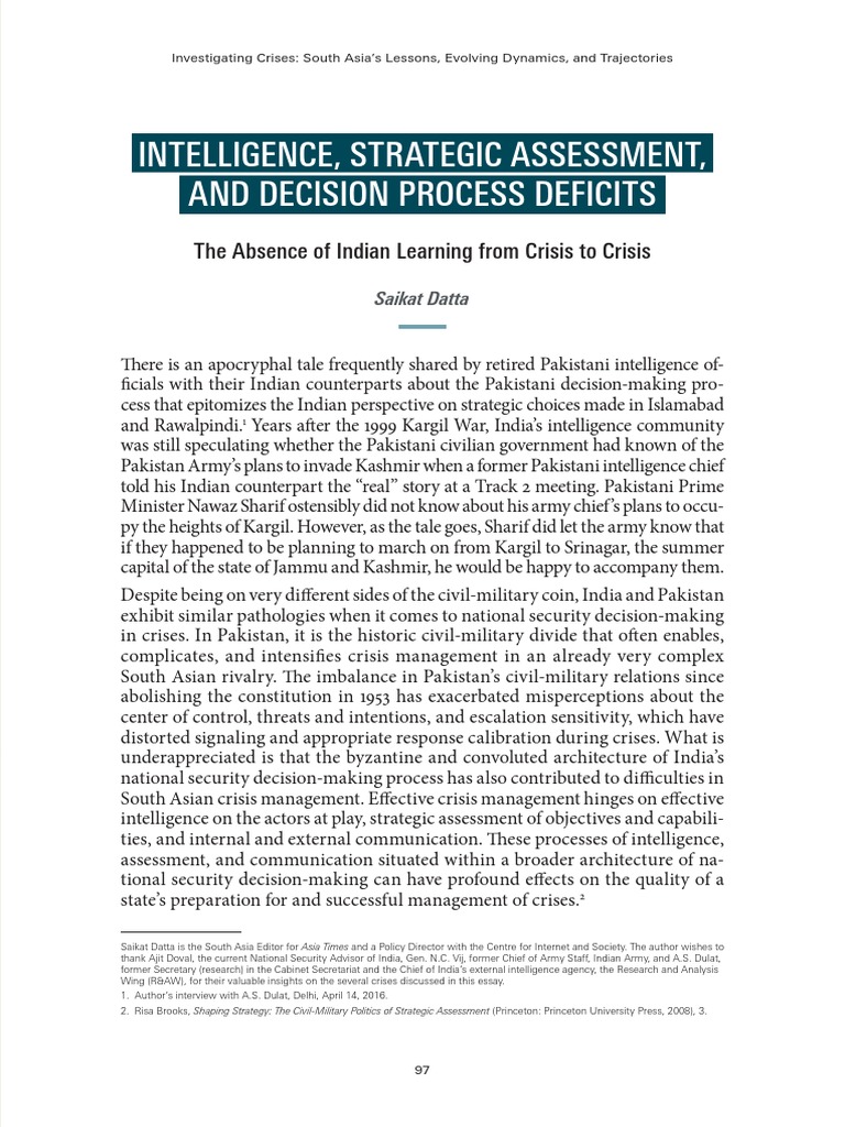 Intelligence, Strategic Assessment, and Decision Process Deficits | PDF ...