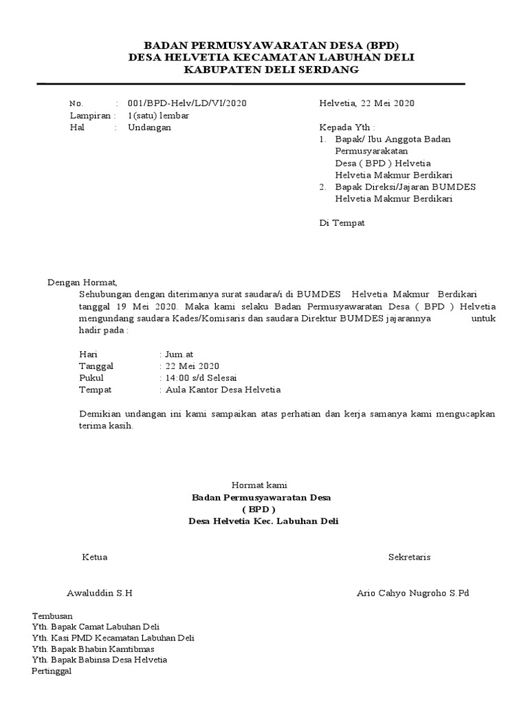 Undangan Bumdes BPD | PDF