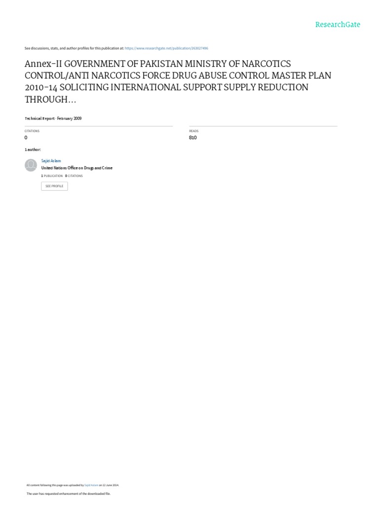 Drug Control Master Plan | PDF | Federally Administered Tribal Areas ...