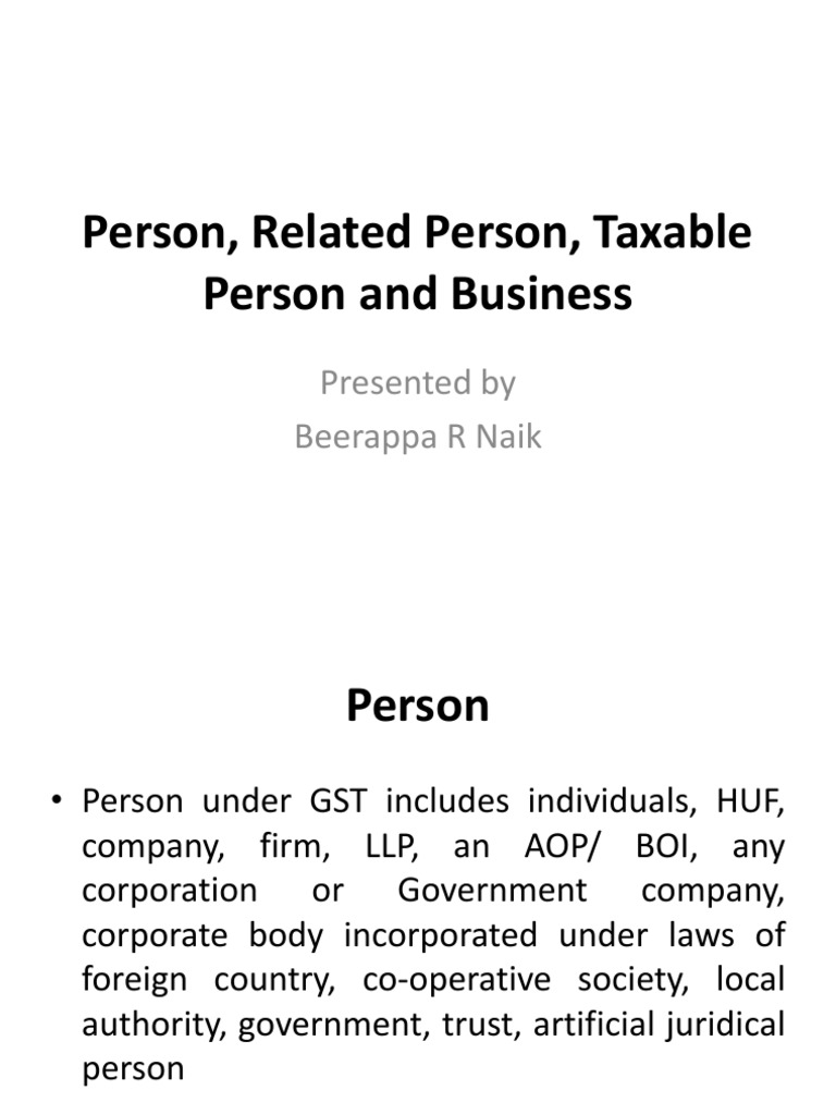 Person, Related Person, Taxable Person and | PDF | Government | Business