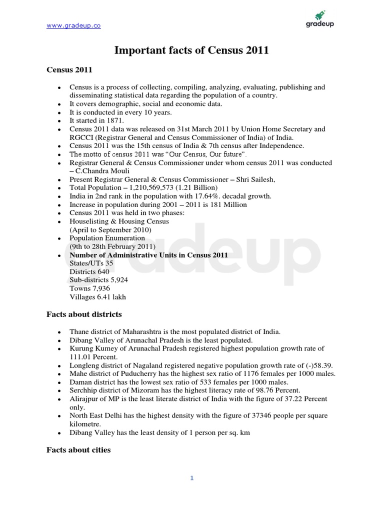 Census 2011 PDF in English - PDF 64 PDF | PDF | South Asia | Asia