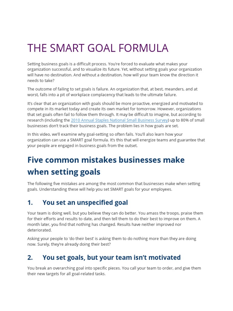 The Smart Goal Formula: Five Common Mistakes Businesses Make When ...