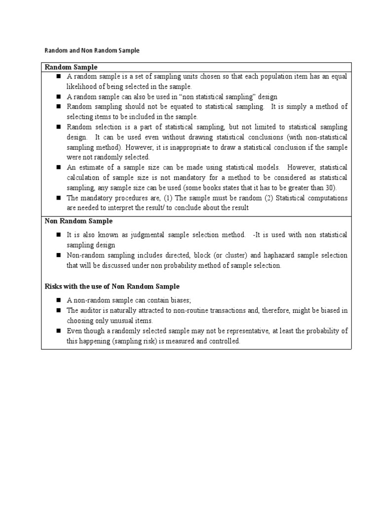 Random and Non Random Sample | PDF