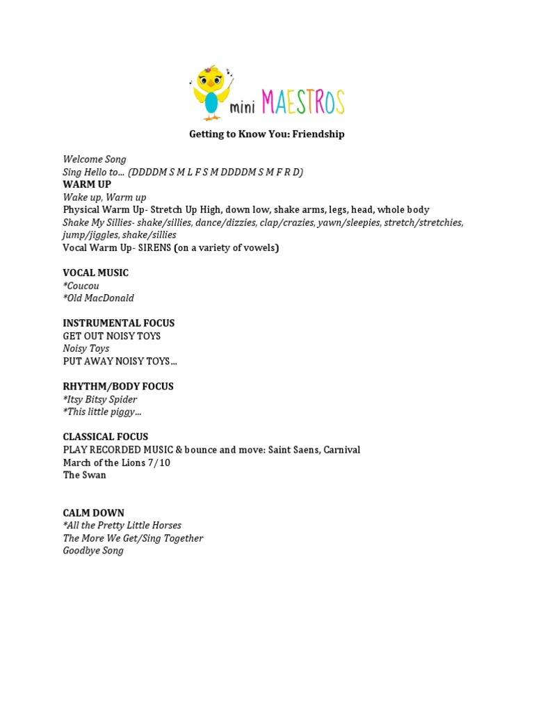 Friendship-Themed Music Activities | PDF
