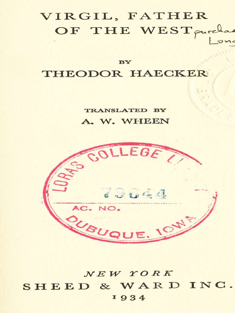 Theodor Haecker - Virgil Father of The West | PDF