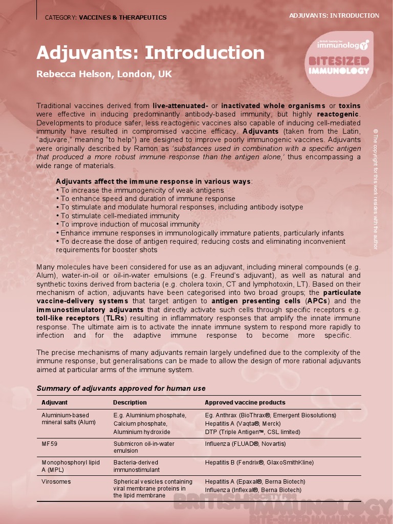 Adjuvants - Introduction | PDF | Adjuvant | Immune System