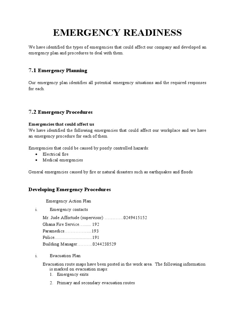 Emergency Response Procedure | PDF | Emergency | Emergency Evacuation
