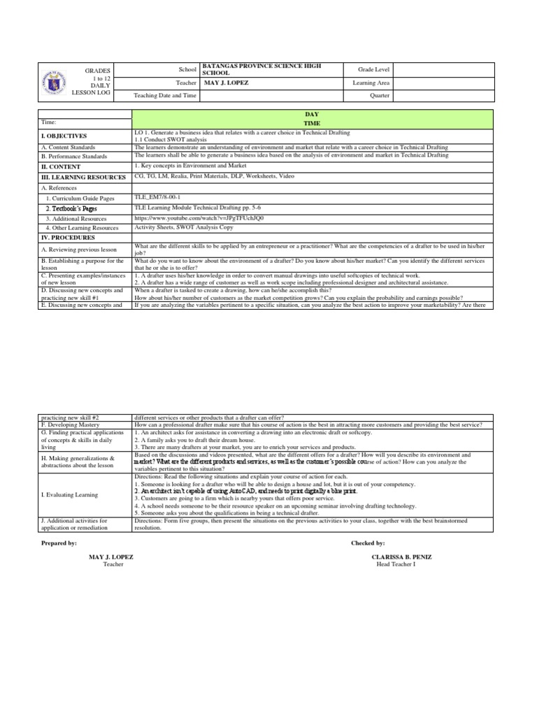 DLL Technical Drafting Exploratory | PDF | Technical Drawing | Swot ...