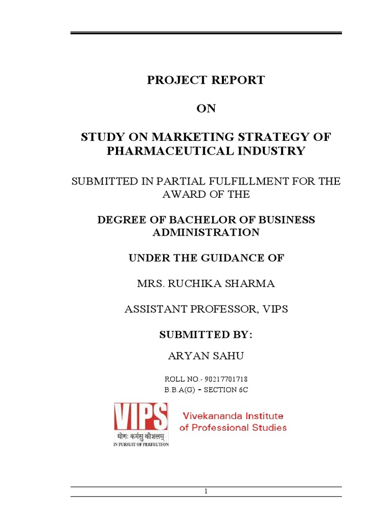 Project Report On Marketing Strategy of Pharmaceutical Industry | PDF ...