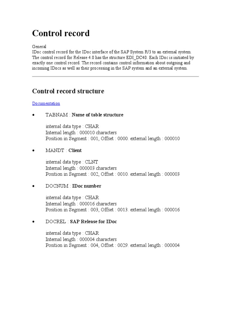 Control Record | PDF