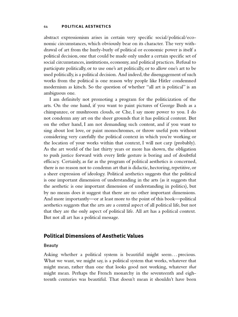 Political Aesthetics in Art and Democracy | PDF | John Dewey | Democracy