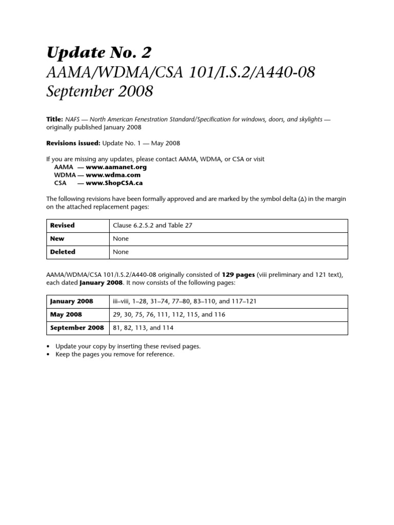 AAMA WDMA CSA 101I.S. 2-A440-08 UPD 2-2008 Standard For Windows, Doors ...