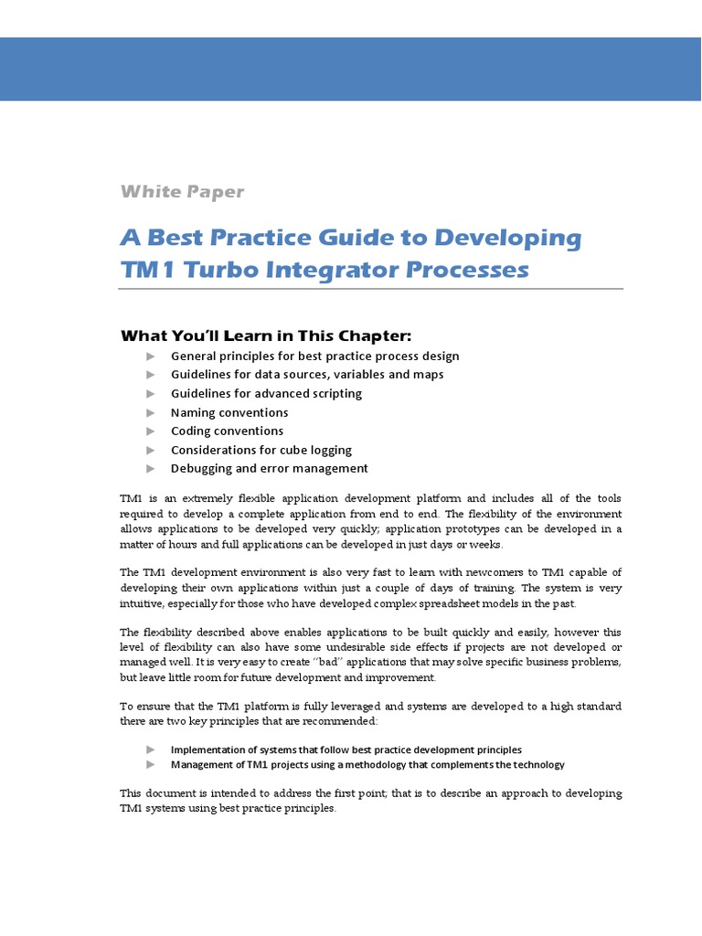 White Paper Best Practice Turbo Integrator | PDF | Parameter (Computer Programming) | Variable ...
