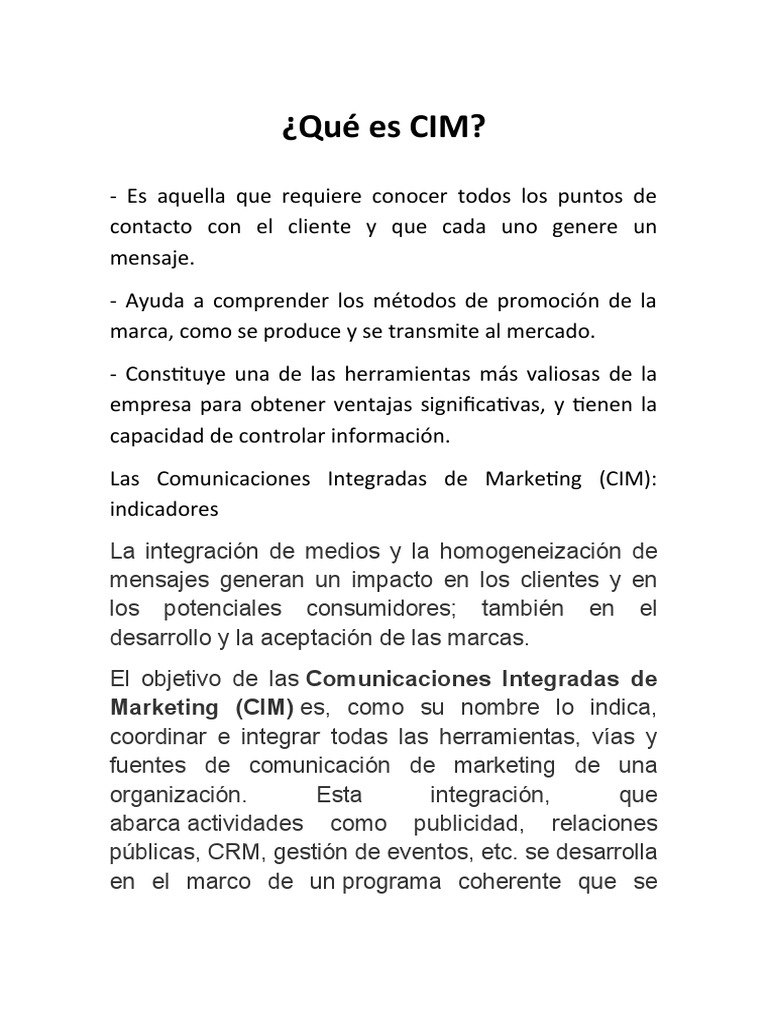 Qué Es CIM | PDF | Marca | Marketing