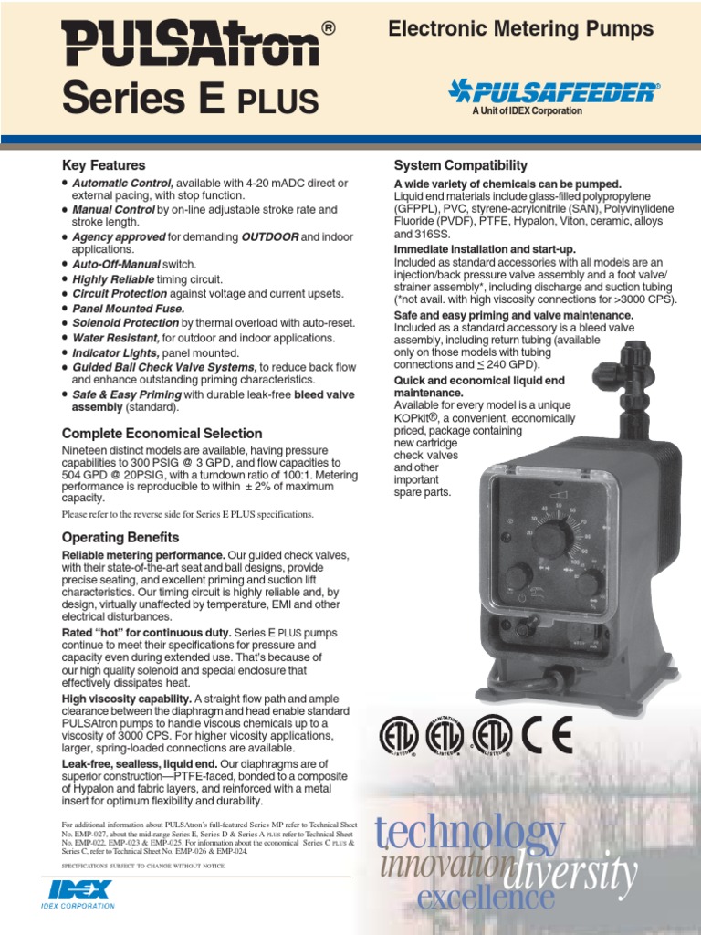 SPEC Pulsatron E PLUS Series | PDF | Valve | Pump