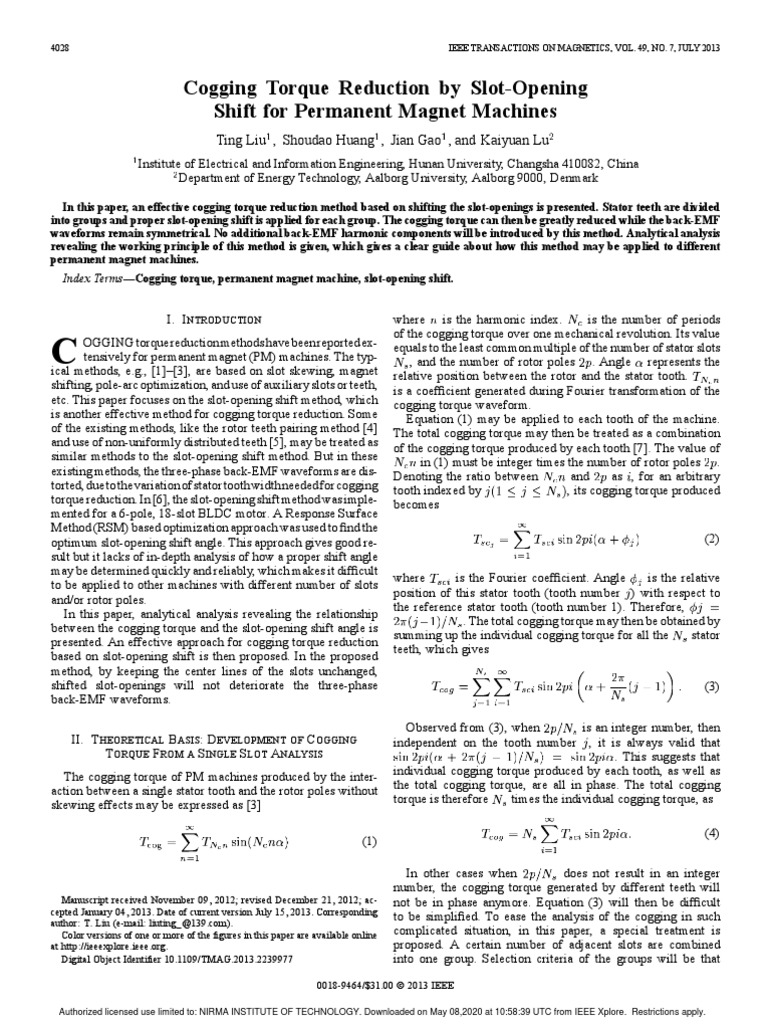 Slot Opening Shift | PDF | Gear | Torque