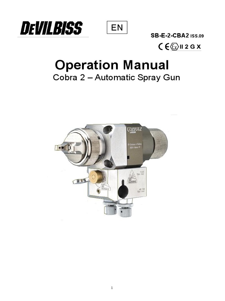 Operation Manual EN Cobra 2 - Automatic Spray Gun PDF | PDF | Valve ...