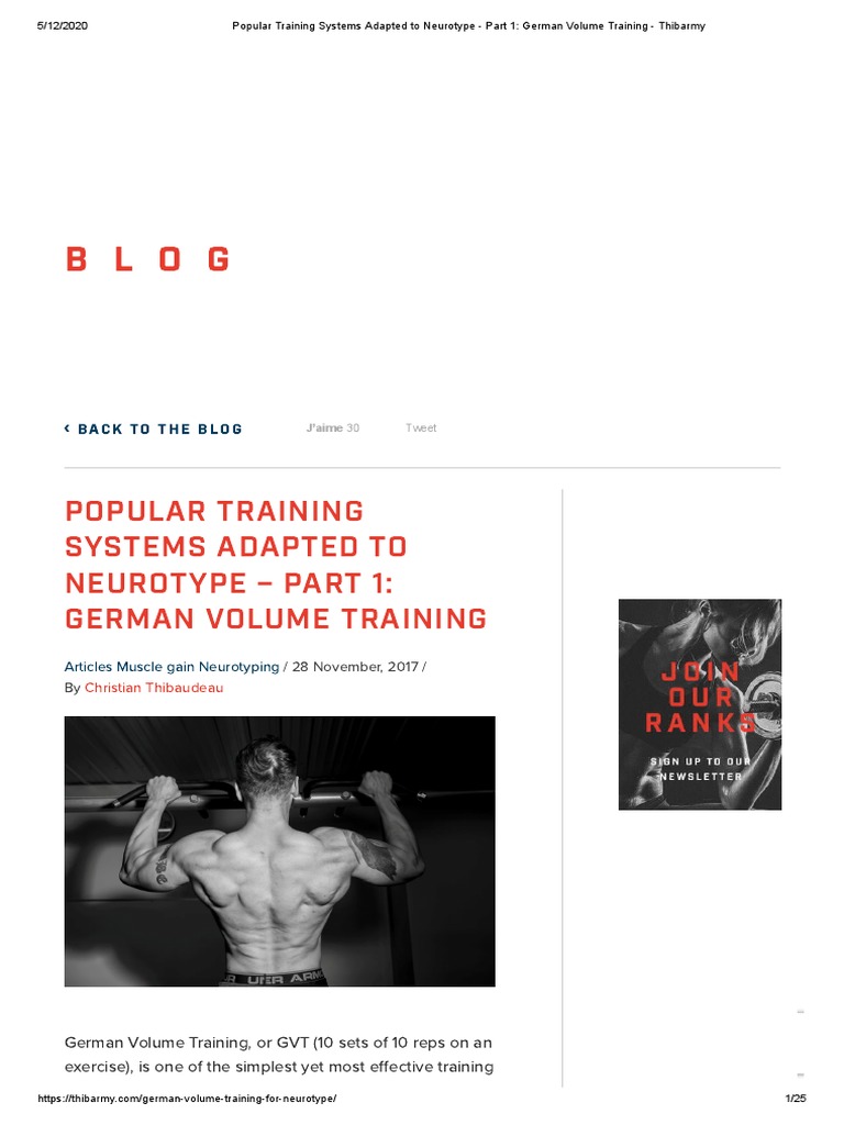 Popular Training Systems Adapted To Neurotype - Part 1 - German Volume Training - Thibarmy | PDF ...