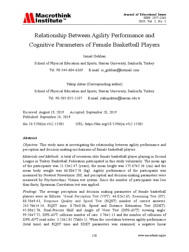 Relationship Between Agility Performance and Cogni | PDF | Visual ...