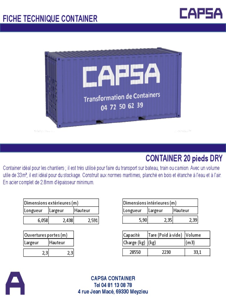 Container CAPSA 20 Pieds DRY | PDF