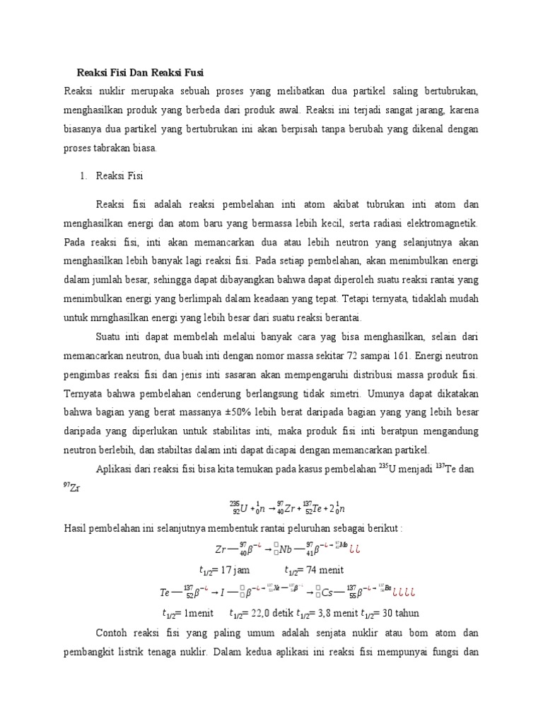 Reaktor Fusi Nuklir dan Aplikasinya | PDF