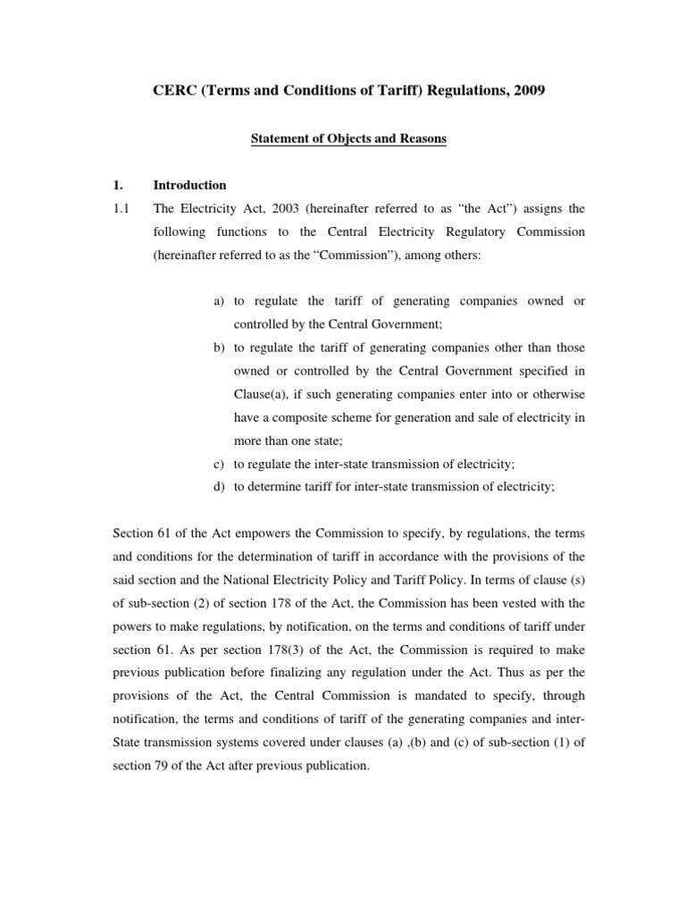 CERC - Regulations 2009 | PDF | Electric Power Transmission | Expense