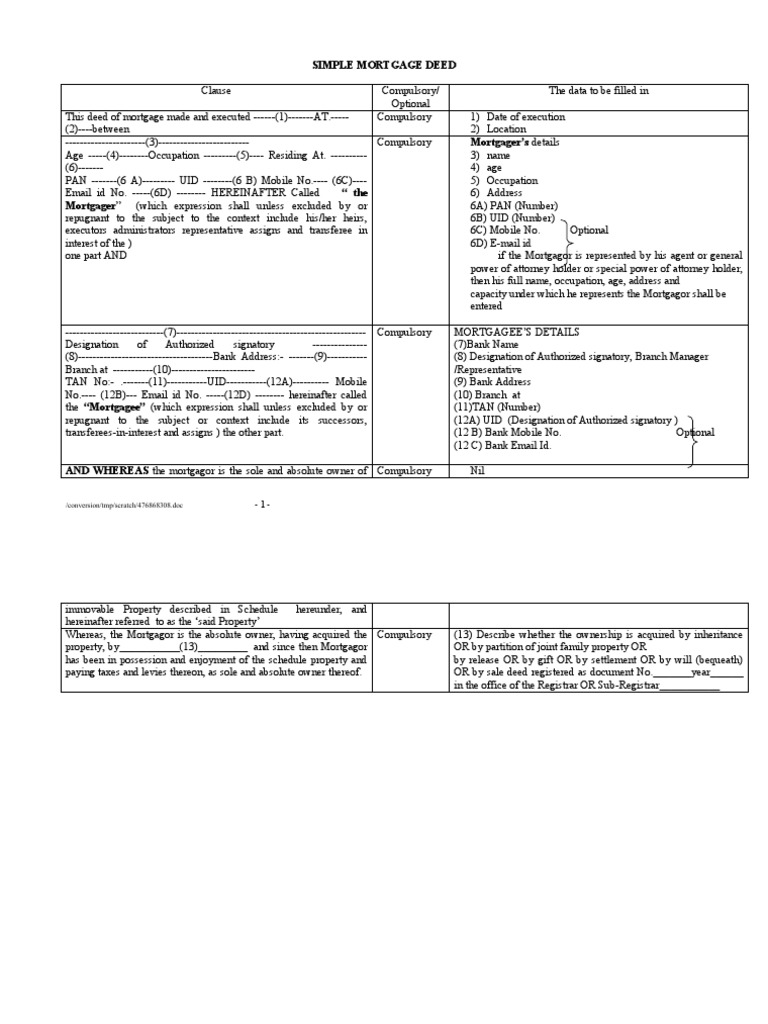 1 Final Draft Simple Mortagagee | PDF | Mortgage Law | Debt