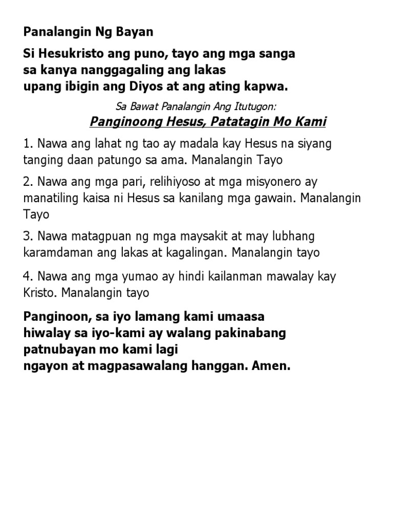 Panalangin NG Bayan | PDF