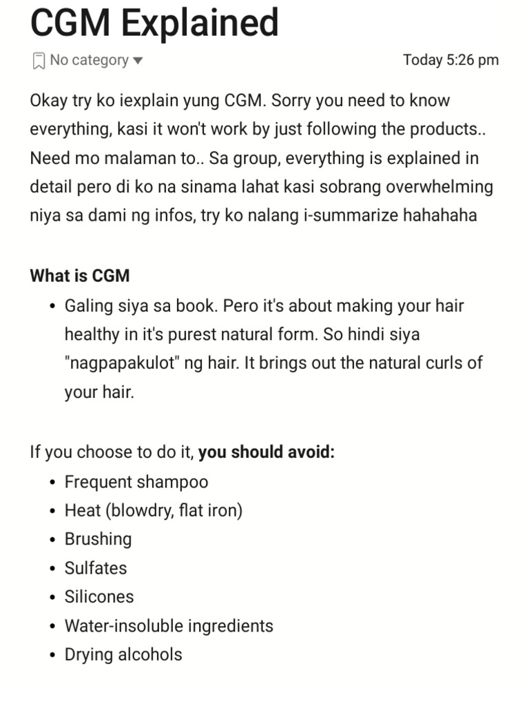 CGM Explained | PDF | Shampoo | Hairdressing