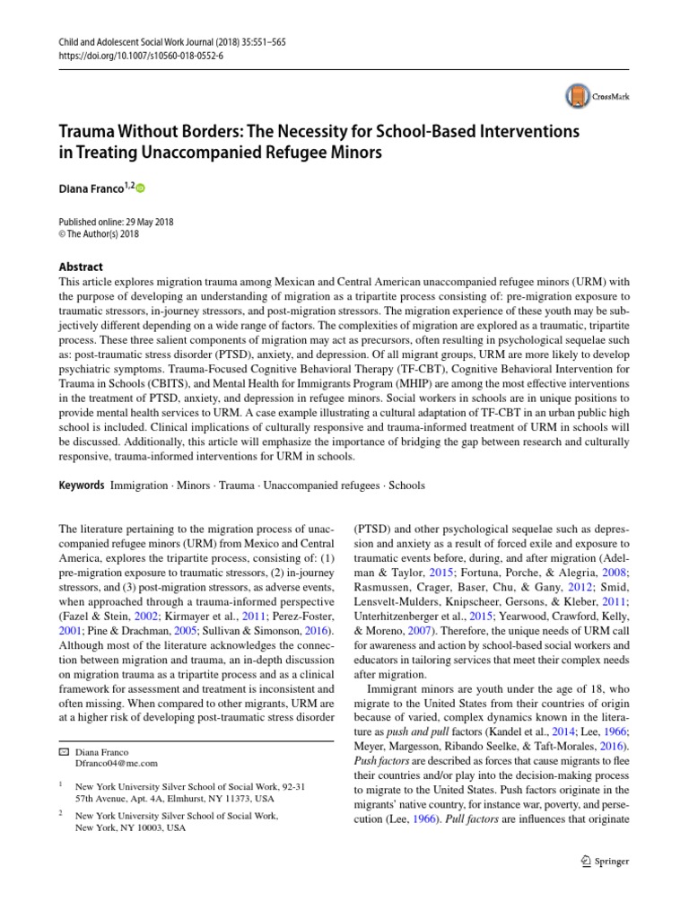 Trauma Without Borders: The Necessity For School-Based Interventions in ...