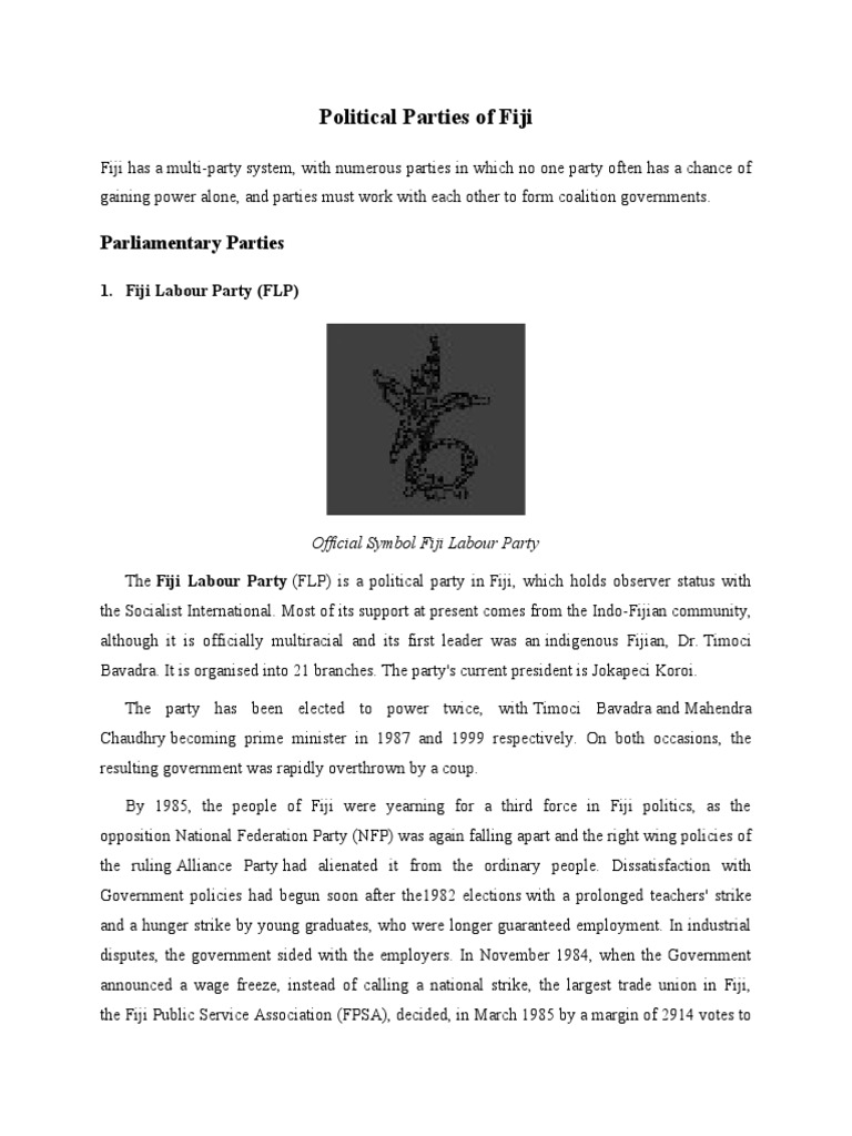 Political Parties of Fiji | PDF | Politics Of Oceania | Oceania
