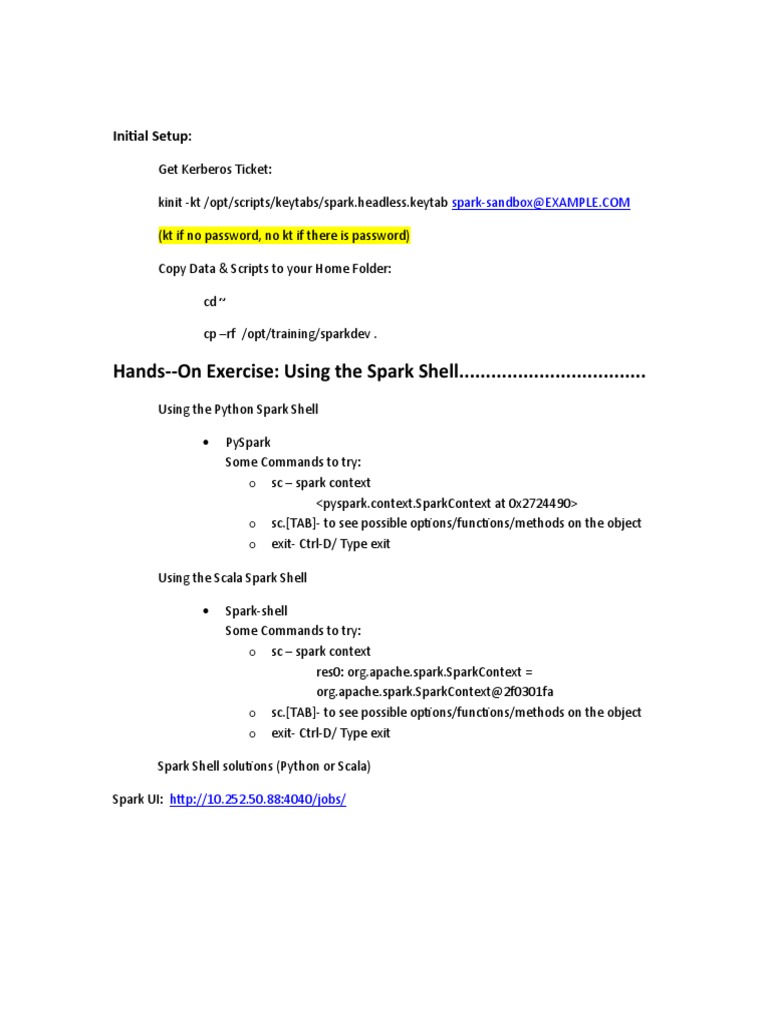 Hands - On Exercise: Using The Spark Shell.................................. | PDF | Directory ...
