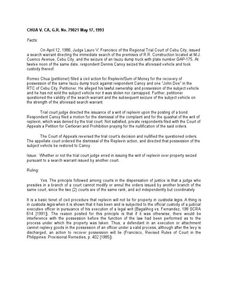 Replevin Denied for Seized Truck | PDF | Government Institutions | Virtue